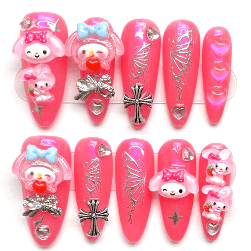Cute Pink 3D Cartoon Nail Art Set for Manicures – hanakoko